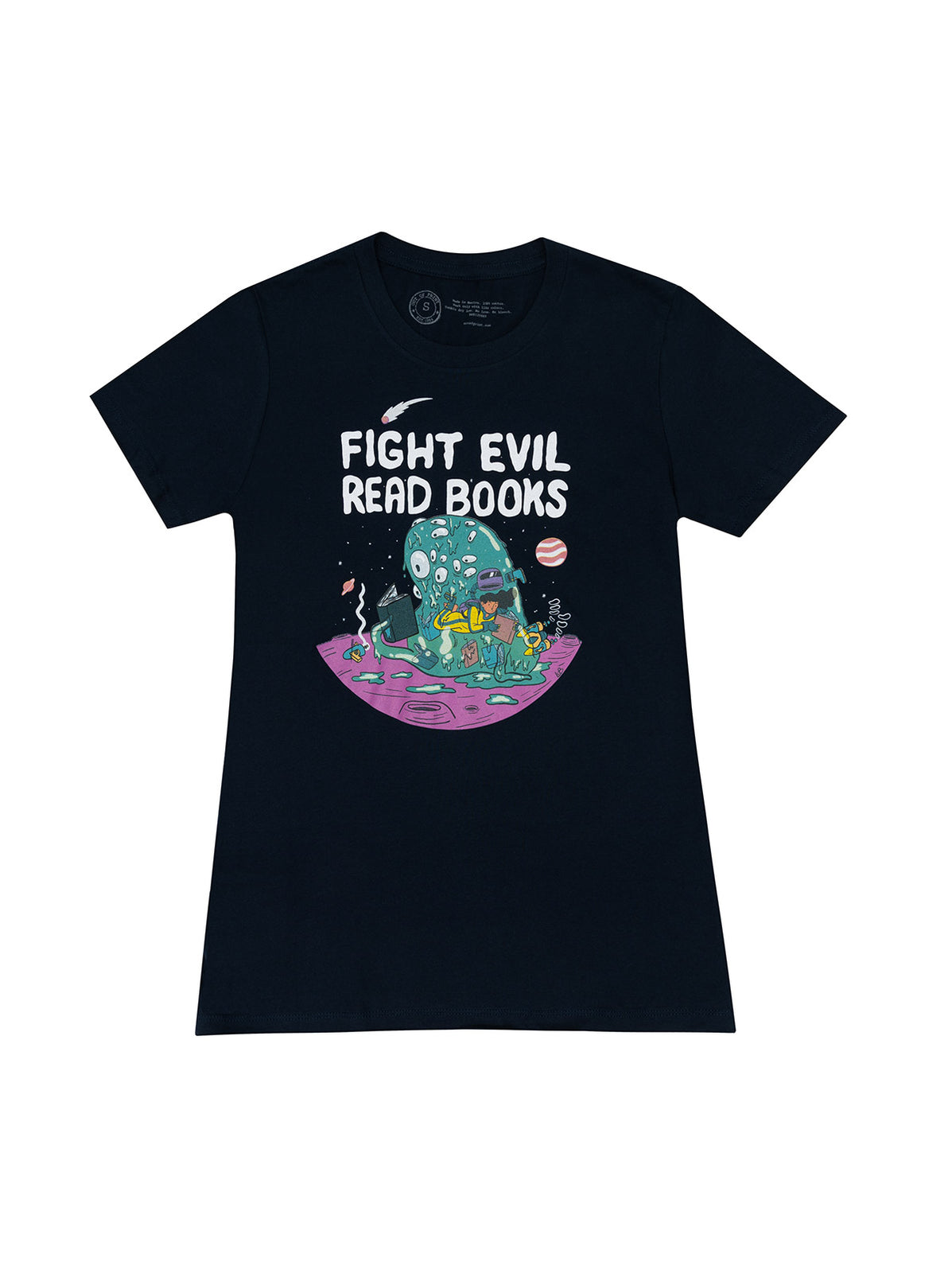 Fight Evil, Read Books women's t-shirt — Out of Print