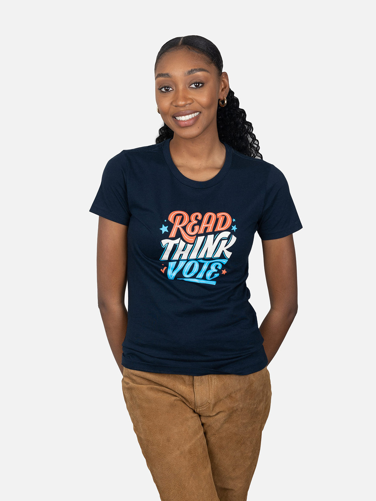Read Think Vote 2024 women's crew t-shirt — Out of Print