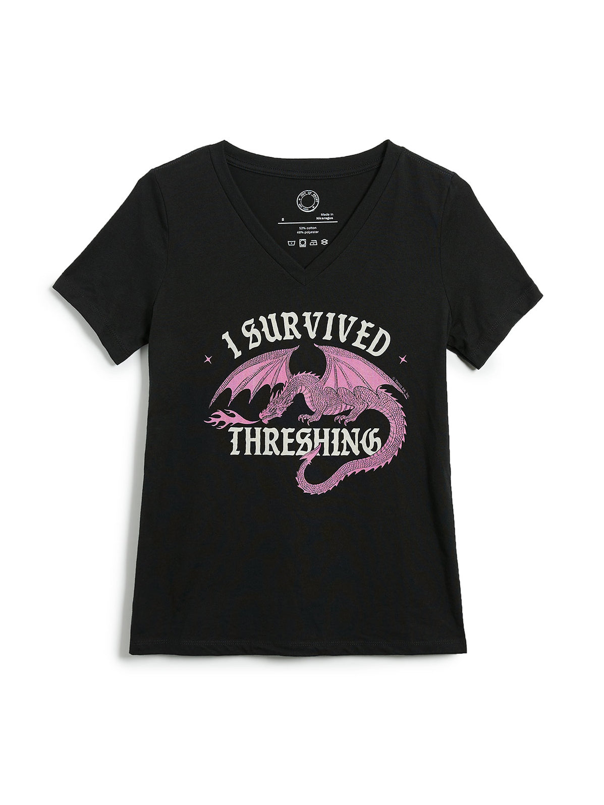 Fourth Wing: I Survived Threshing (Pink Dragon) Women's V-Neck Shirt ...
