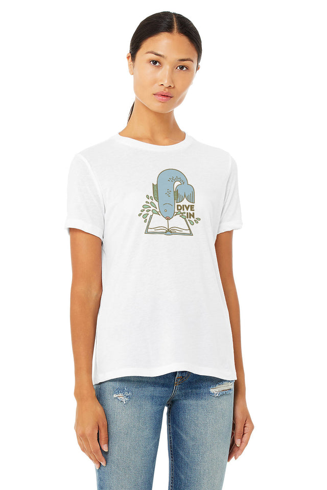 Library Stamp – Women's Crew T-Shirt (Print Shop) — Out of Print