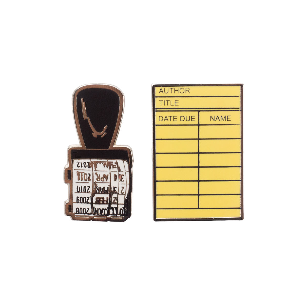 Library Card and Stamp enamel pin set — Out of Print