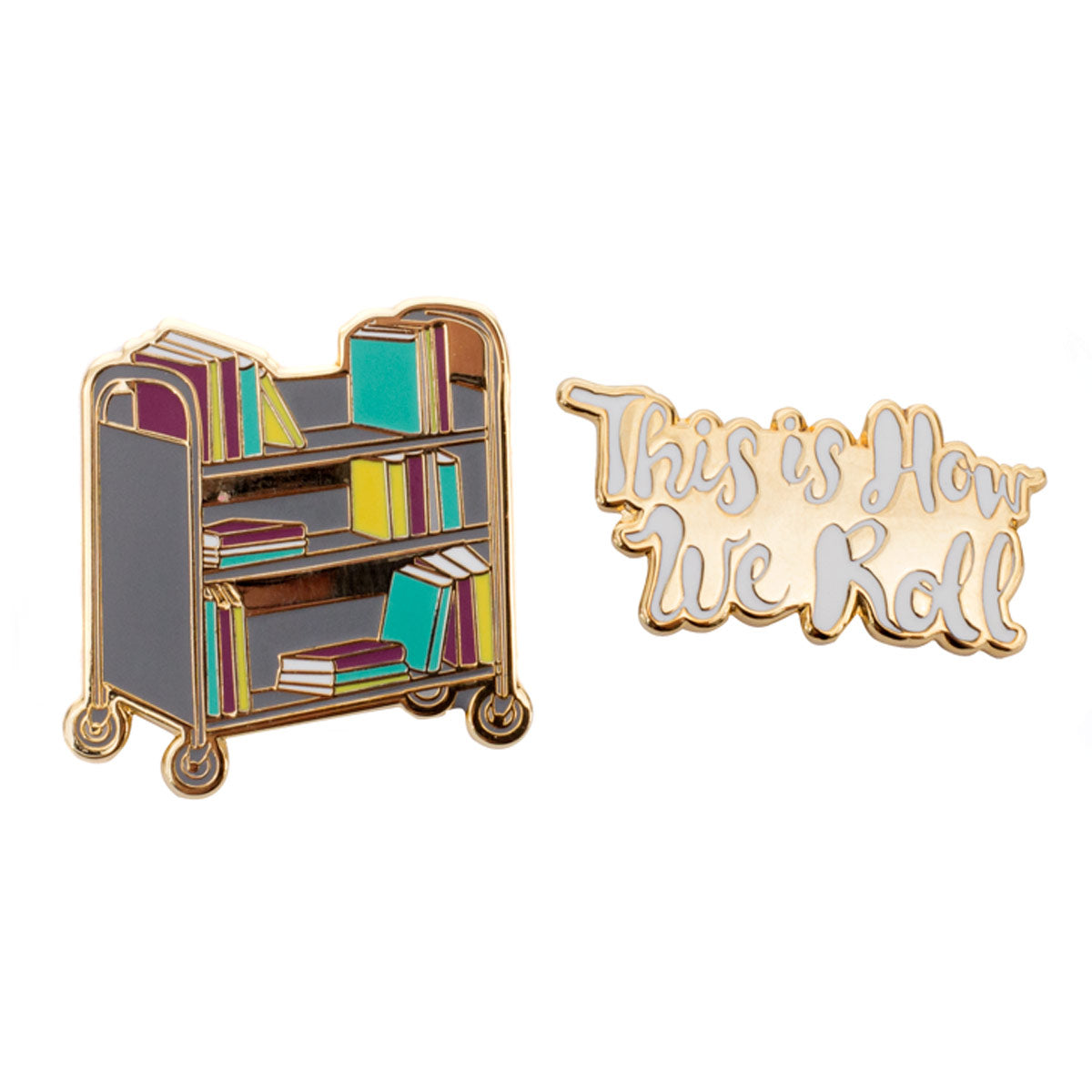 This is How We Roll Book Truck enamel pin set — Out of Print