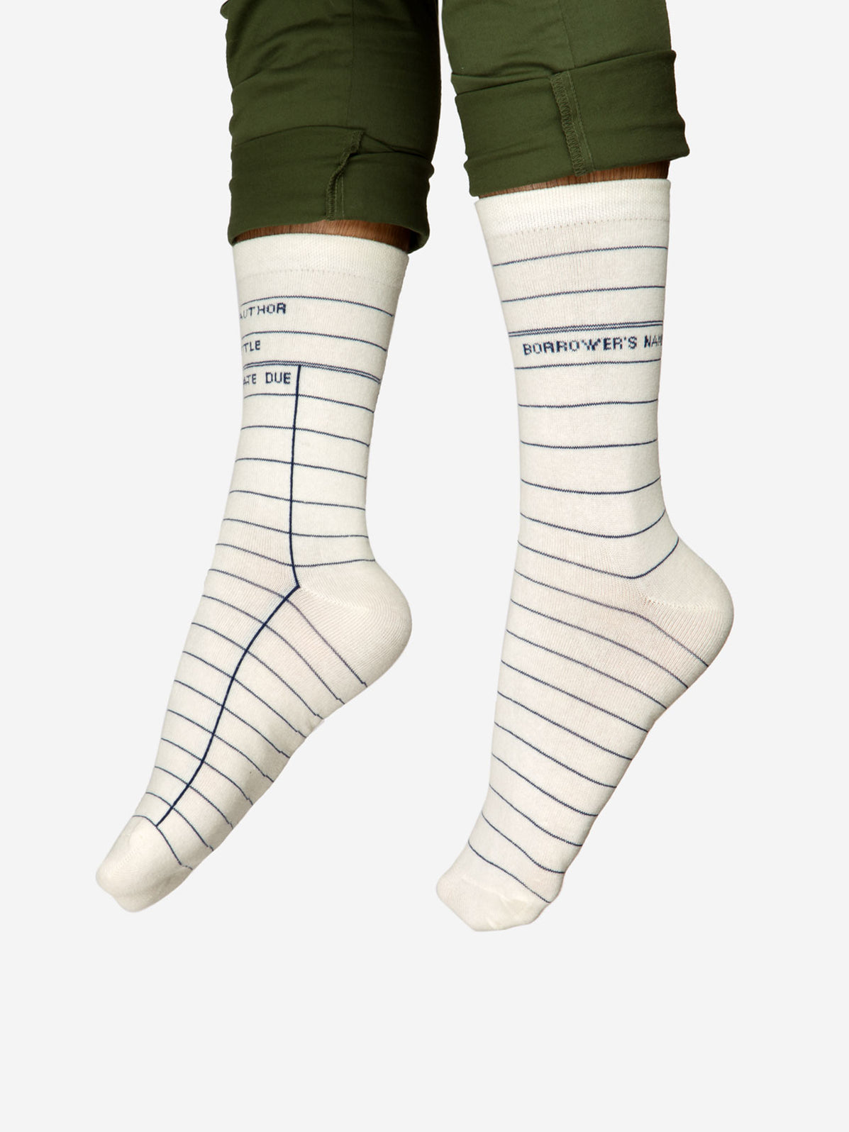 Library Card white socks — Out of Print