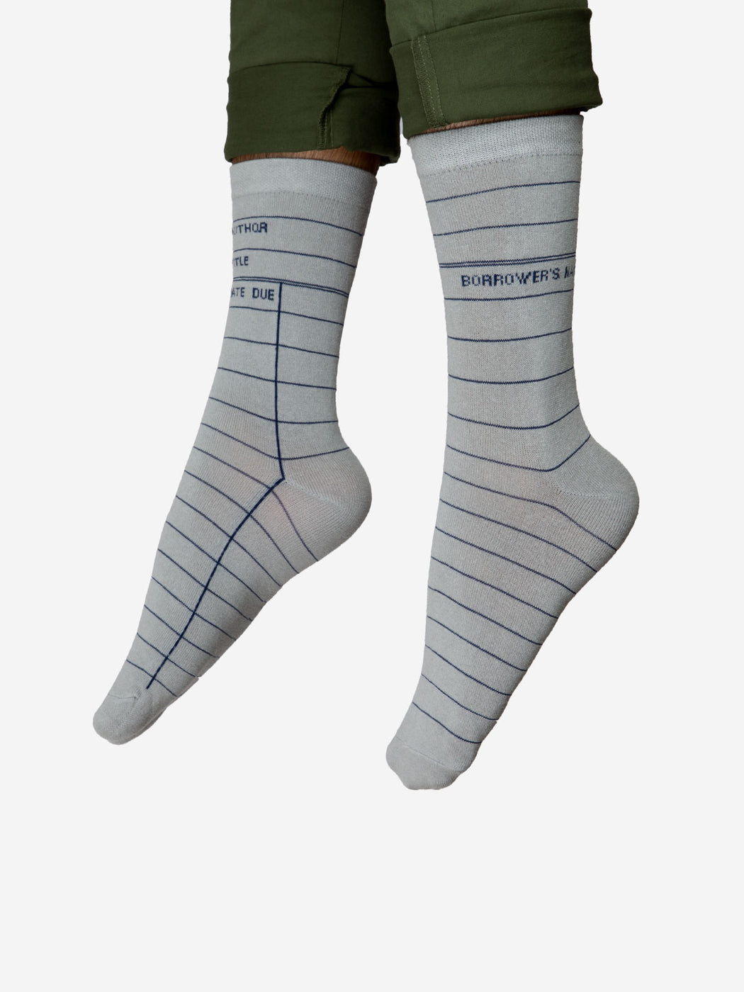 Library Card light gray socks — Out of Print