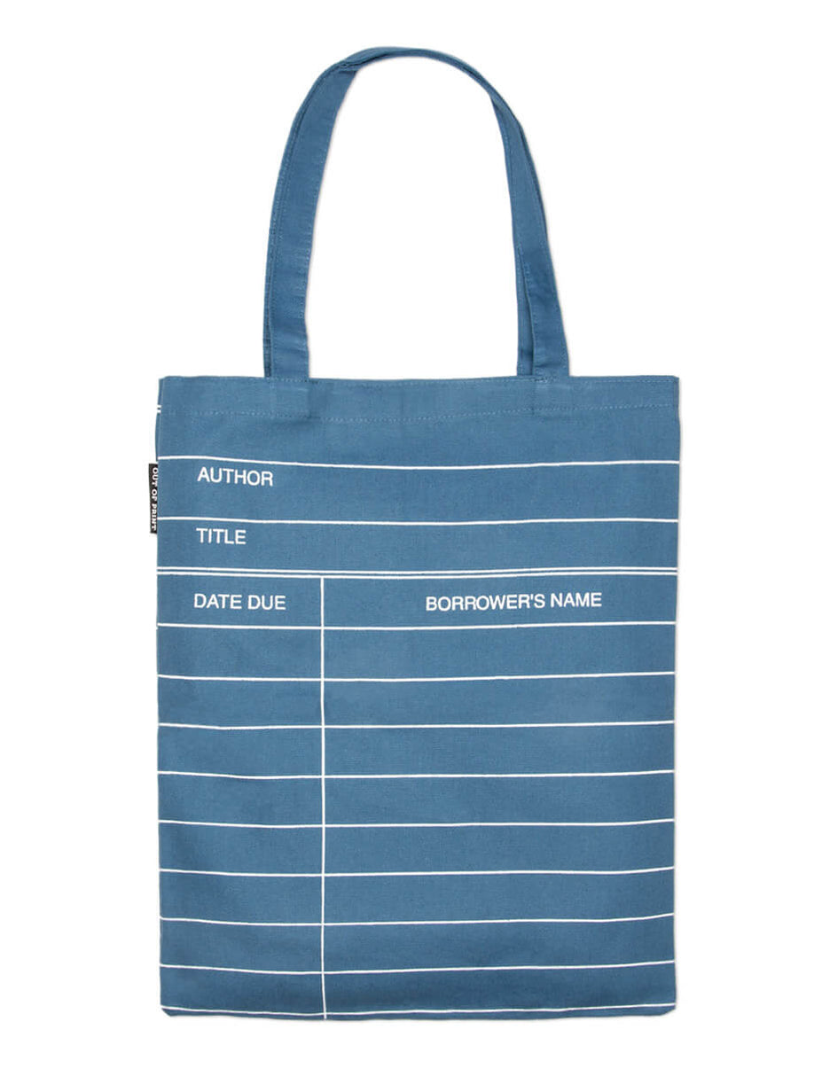 Library Card blue tote bag — Out of Print